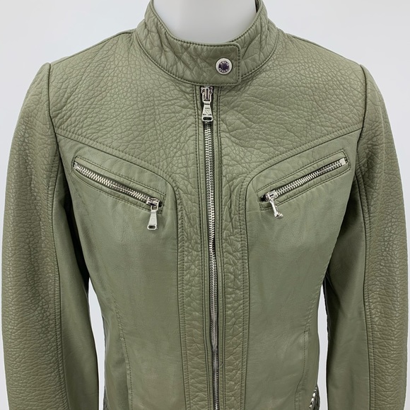 Guess | Jackets & Coats | Guess Leather Green Jacket | Poshmark